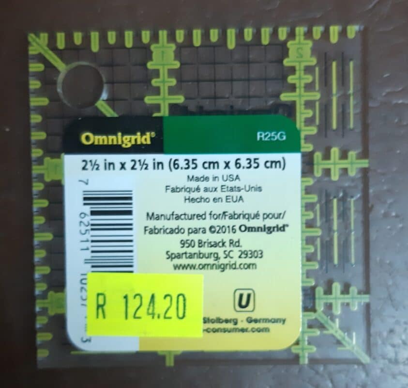 Omnigrid Ruler 2.5 X 2.5 in (6.35cm x 6.35cm) - Quiltalk